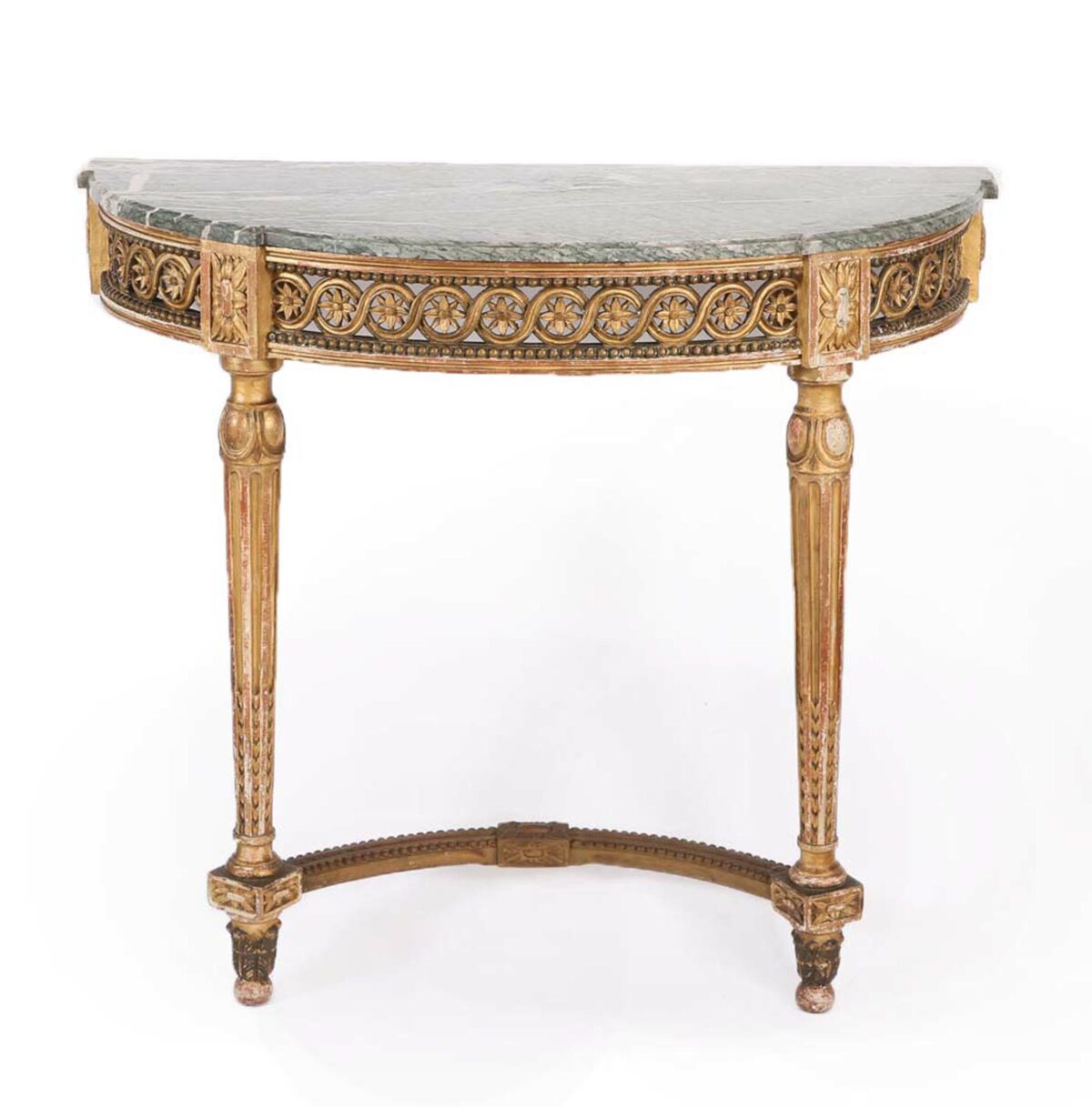 Gilded Demi Lune Console Table - Wallrocks Antiques