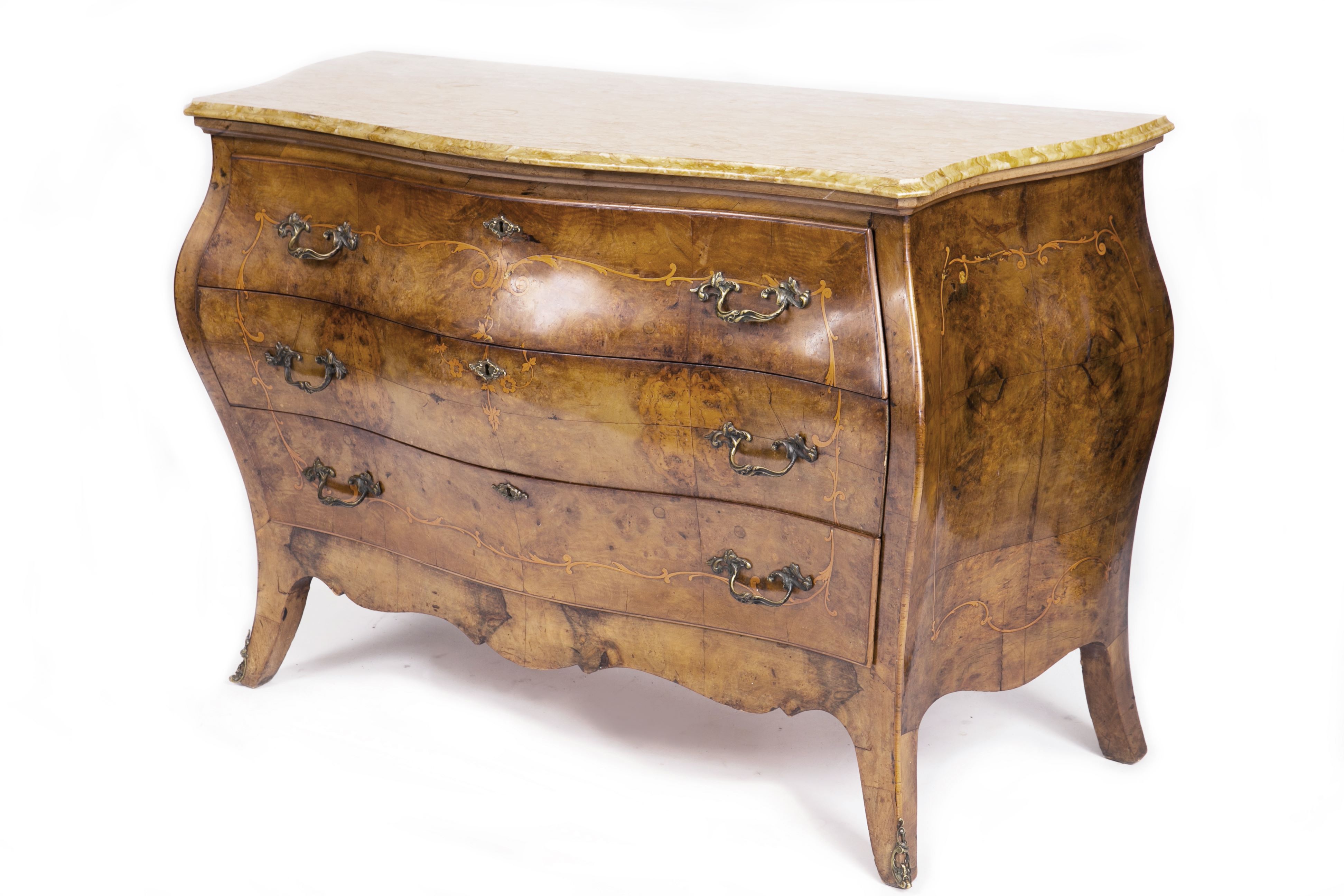 19th Century Italian Bombe Shape Commode - Wallrocks Antiques