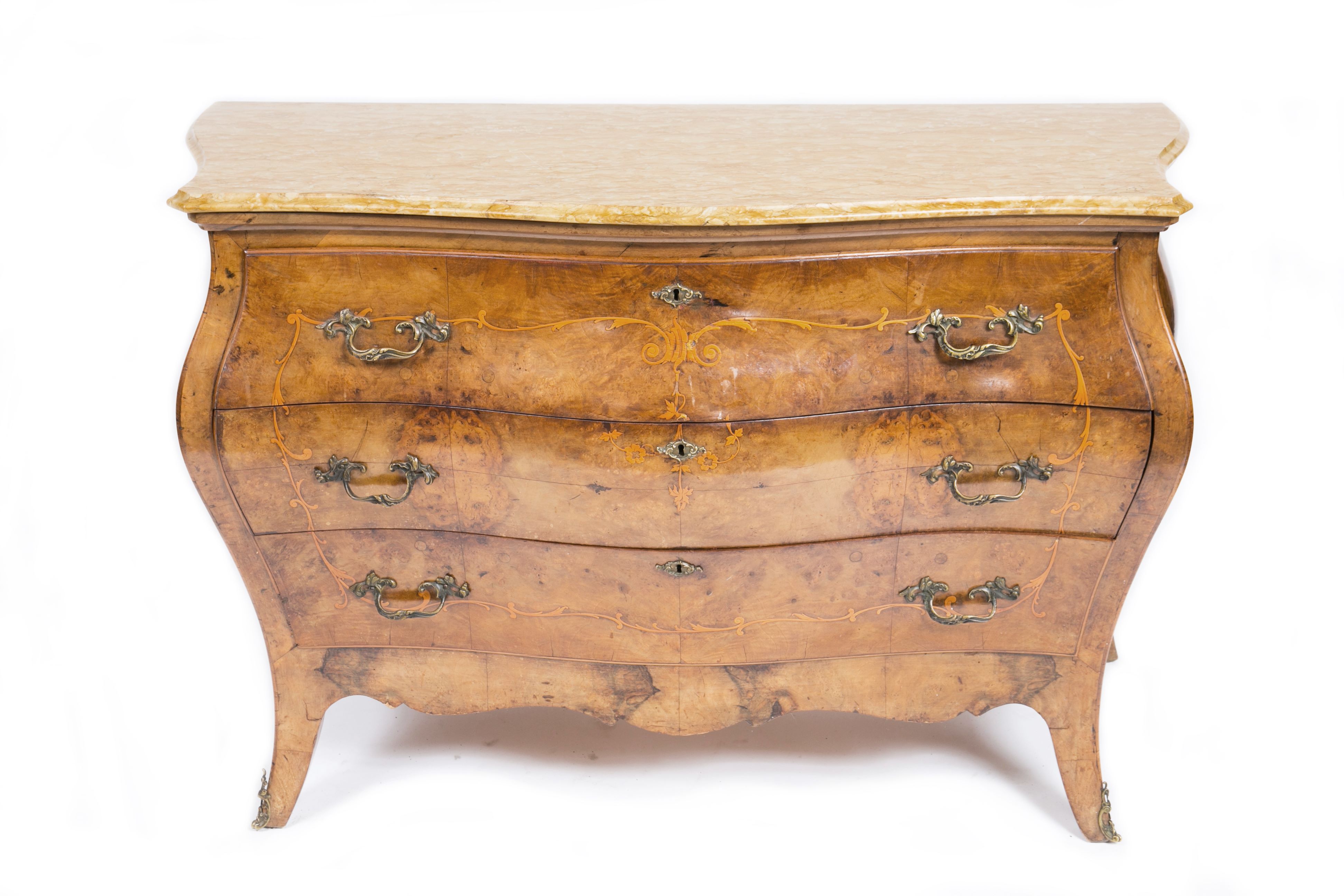 19th Century Italian Bombe Shape Commode - Wallrocks Antiques