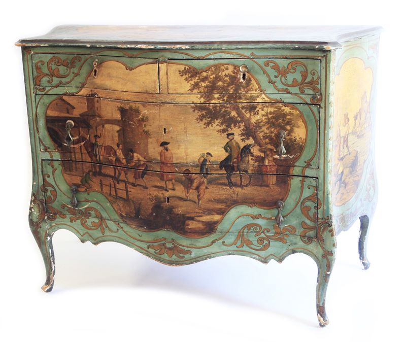 Rare 19th Century Italian Antique Decorated Commode - Wallrocks Antiques