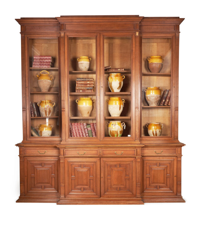 Large French Four Door Walnut Library Bookcase - Wallrocks Antiques