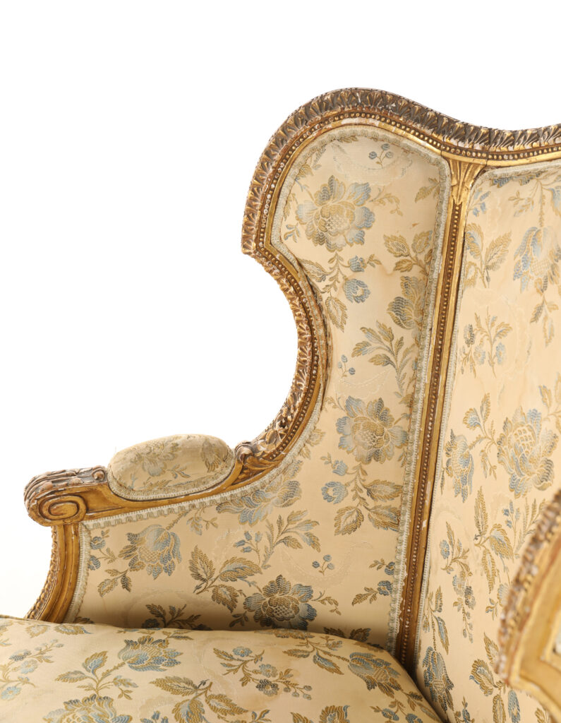 French Louis XVI Gilded Wing Chair - Wallrocks Antiques